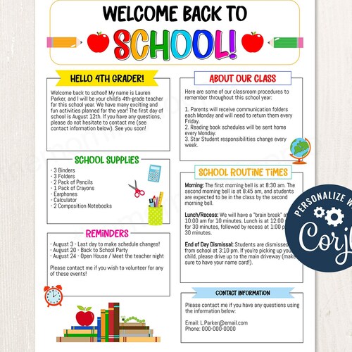 Printable/editable Back to School Newsletter Welcome Back to - Etsy