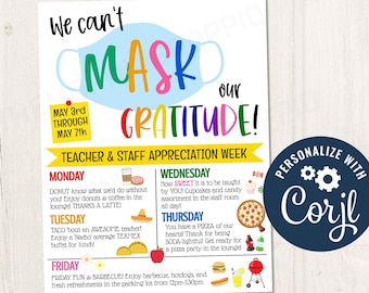 Printable/editable Can't Mask AWESOME Teacher and Staff | Etsy