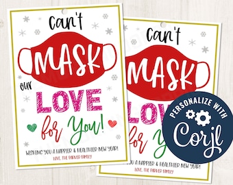 Printable/editable Can't Mask AWESOME Christmas Gift Tag | Etsy