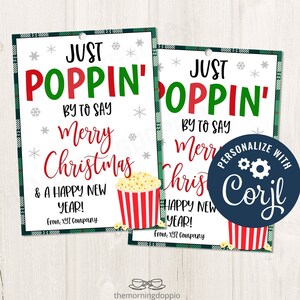 Printable/EDITABLE Poppin' by to wish you a Merry | Etsy