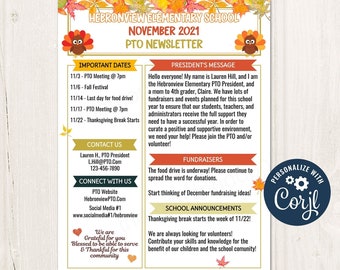 Editable February PTO PTA Newsletter Flyer Printable School | Etsy