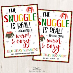 Printable/editable Snuggles Christmas Sweater Gift Tag, Warm and Cozy ...