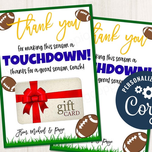 Football Coach Gift Card 5x7 Printable Gift Card for Coach - Etsy