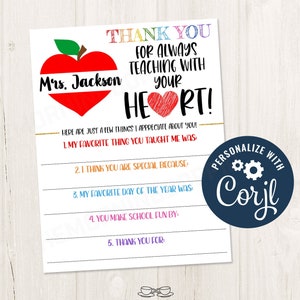 Printable/editable Student Activity Teaching is a Work of Heart Teacher ...