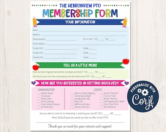 Volunteer Sign up Template - Etsy