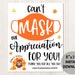 Printable/editable Can't Mask Appreciation Thanksgiving/fall Sign ...