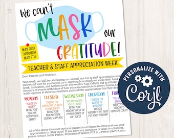 Teacher & Staff Appreciation Week EDITABLE Flyer Template - Etsy