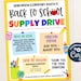 Back to School School Supply Drive Flyer Invitation Flyer for School ...