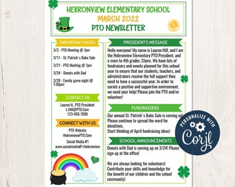 Editable February PTO PTA Newsletter Flyer Printable School | Etsy