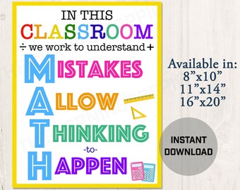 Printable Math Classroom Poster Decor, Math Teacher Classroom Ideas ...