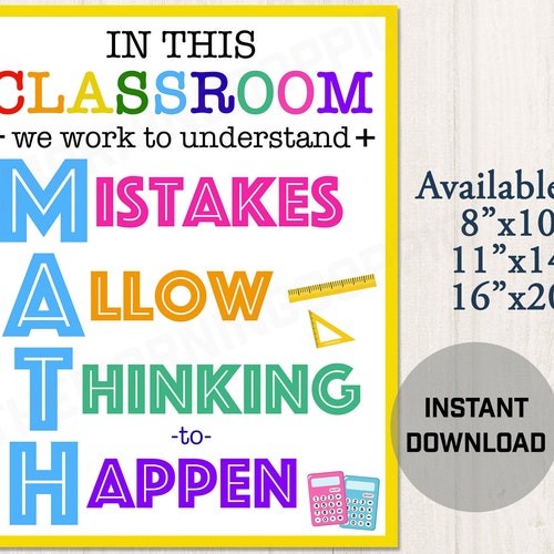 Printable Math Classroom Poster Decor Math Teacher Classroom - Etsy