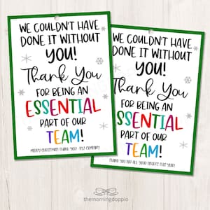 Printable/editable Employee Christmas Gift Tag, Essential Employee ...