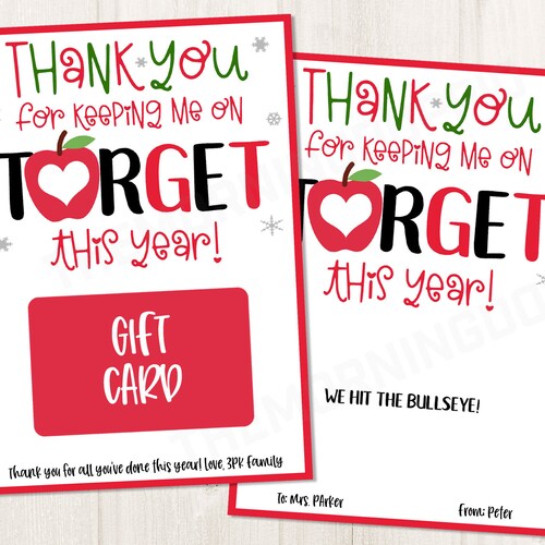 Printable/editable Thank You Keeping Me on Target This Year | Etsy