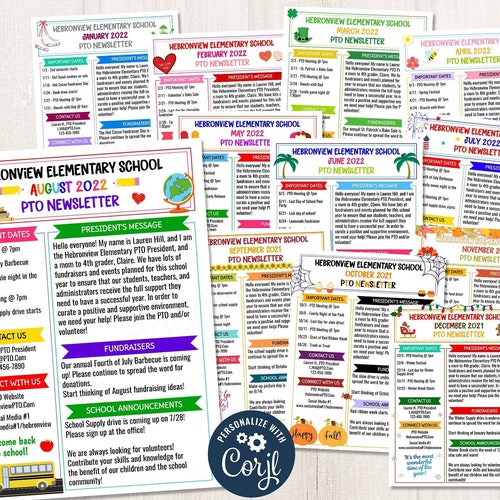 Editable August PTO PTA Newsletter Flyer Printable School - Etsy