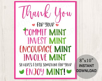 Thank You Mint Printable - Etsy