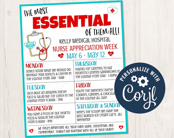 Printable/editable the Most Essential of Them All Nurse Appreciation ...