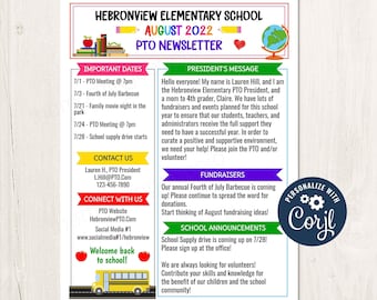 Editable February PTO PTA Newsletter Flyer Printable School | Etsy