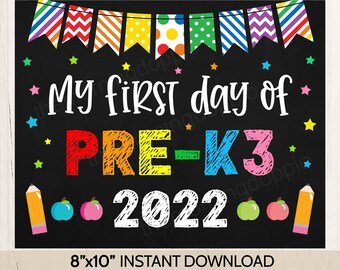 First Day of K3 Sign - Etsy
