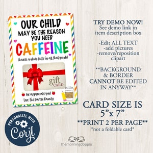 Printable/editable Our Child May Be the Reason You Need Caffeine Coffee ...