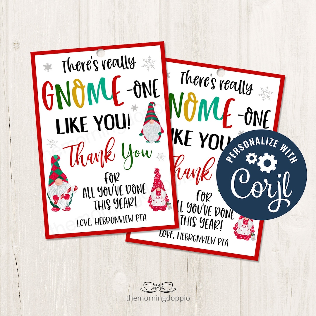 Printable/editable There's Gnome One Like You Christmas Winter Holiday ...