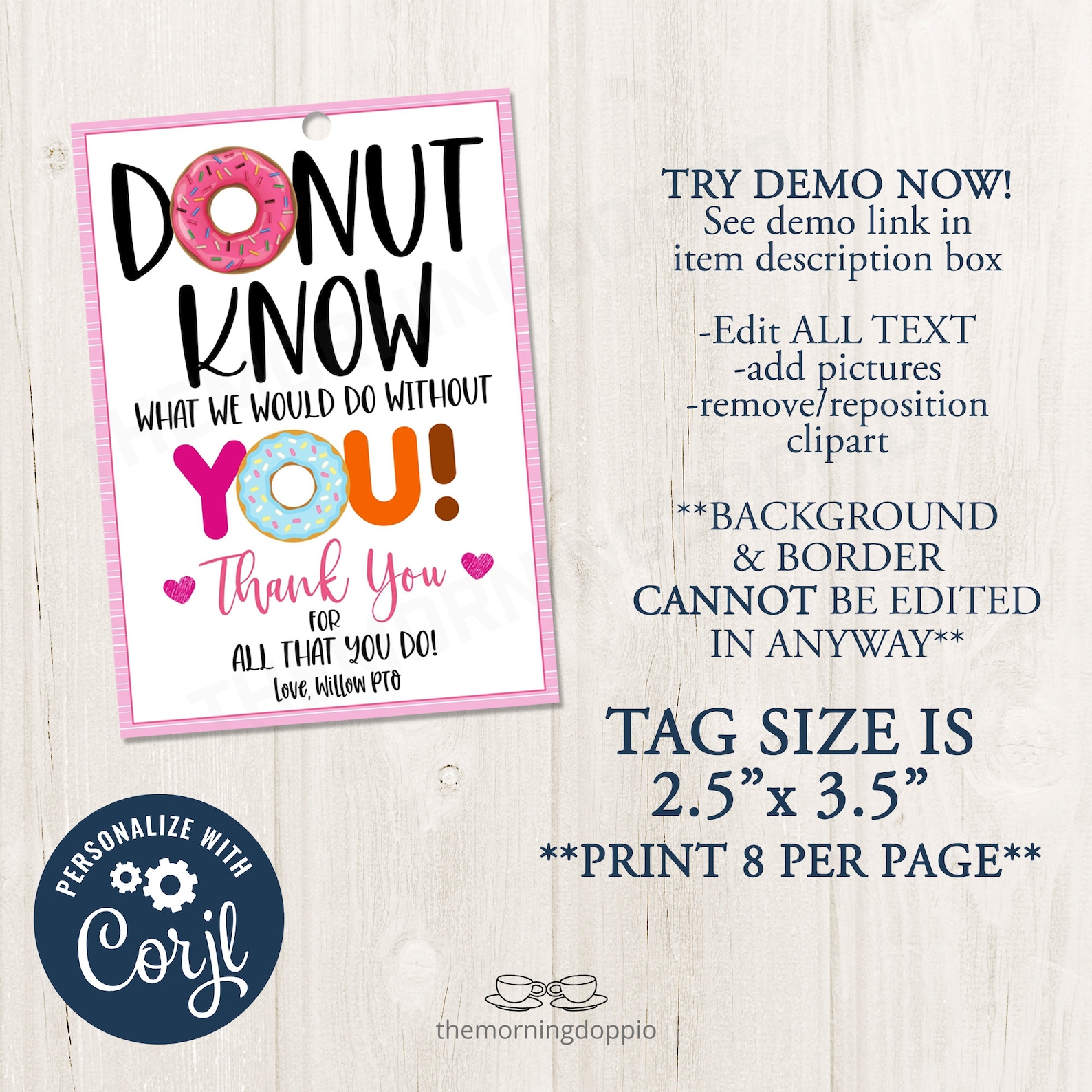 Printable/editable Donut Know What We Would Do Without You Thank You ...