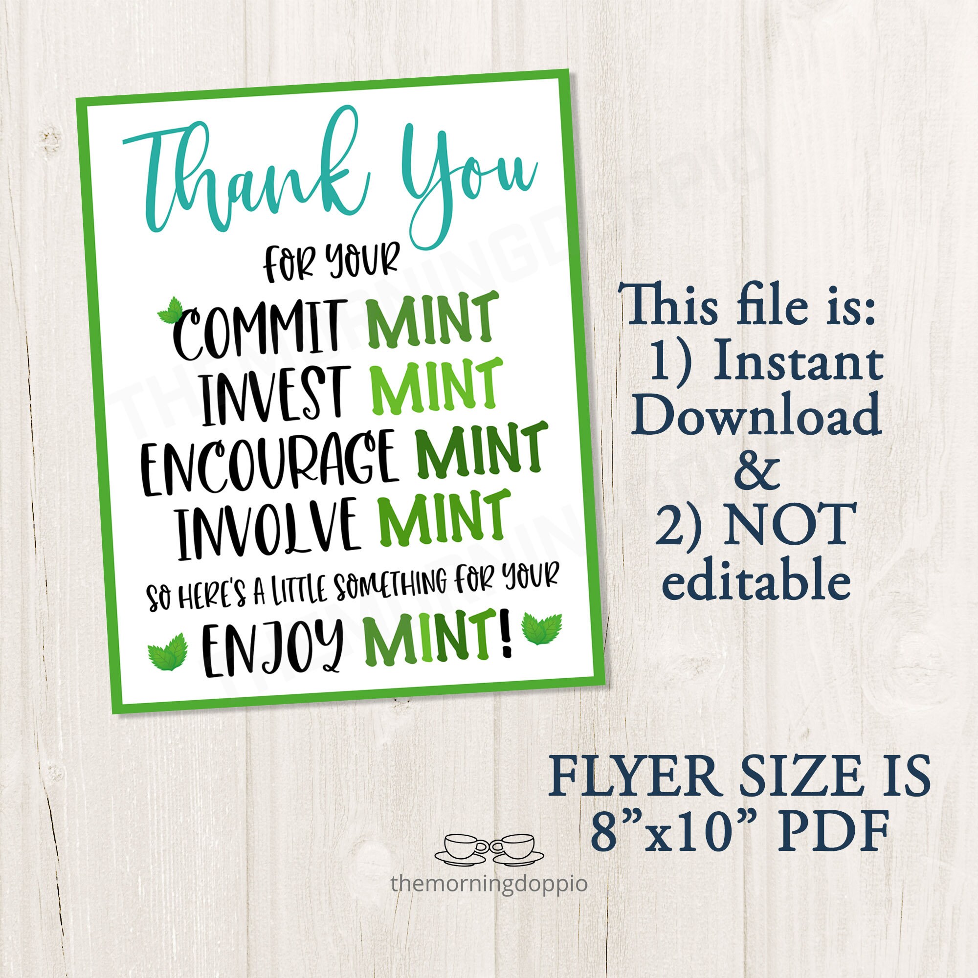 Printable MINT Gratitude Sign Thank You Sign for Teachers | Etsy