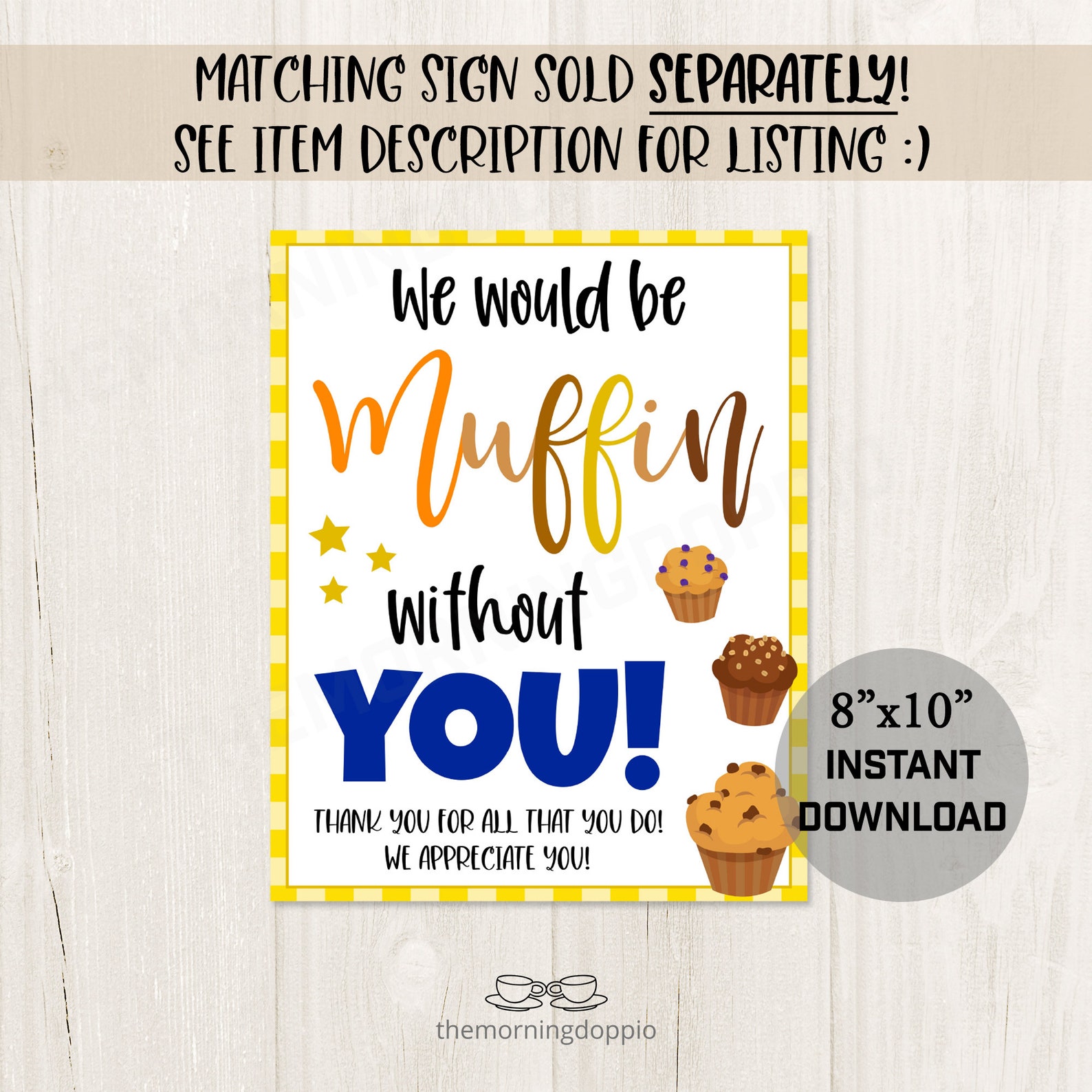 Printable/editable Muffin Without You Gift Tag for Teacher Staff PTO ...