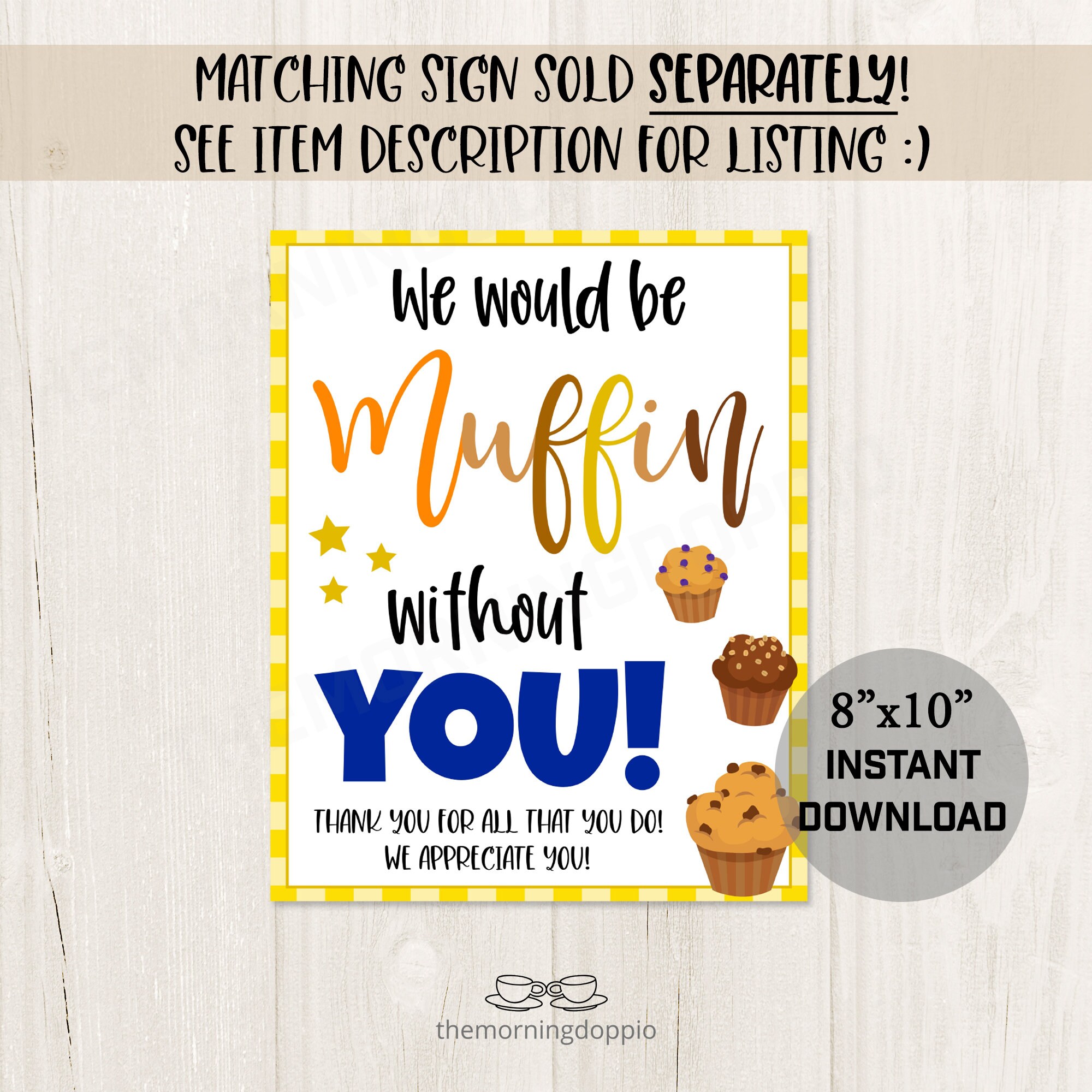 Printable/editable Muffin Without You Gift Tag for Teacher Staff PTO ...