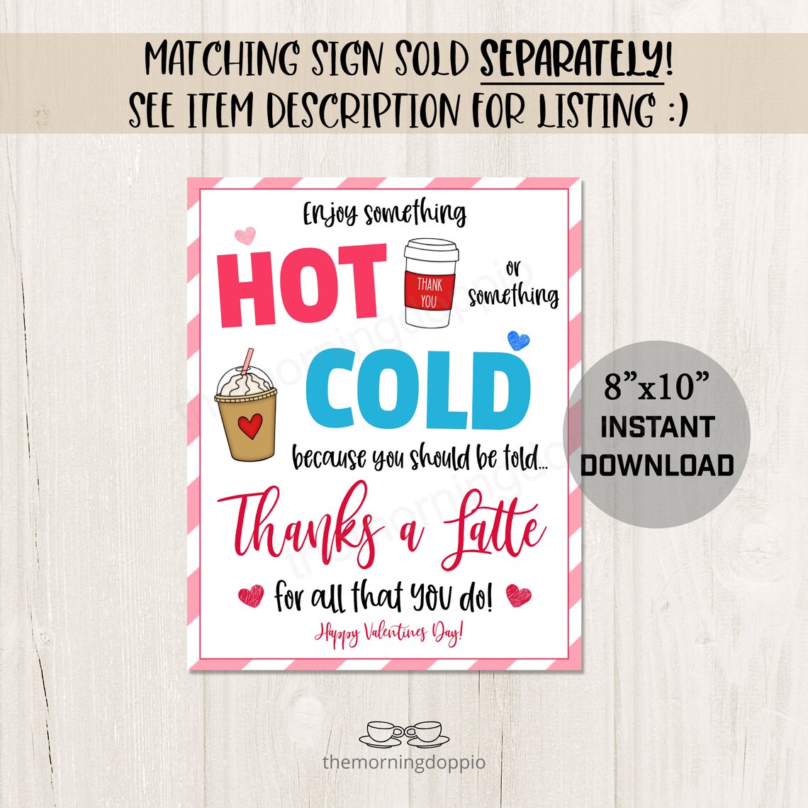 Printable/editable Coffee Thank You Valentines Day Gift Tag | Etsy