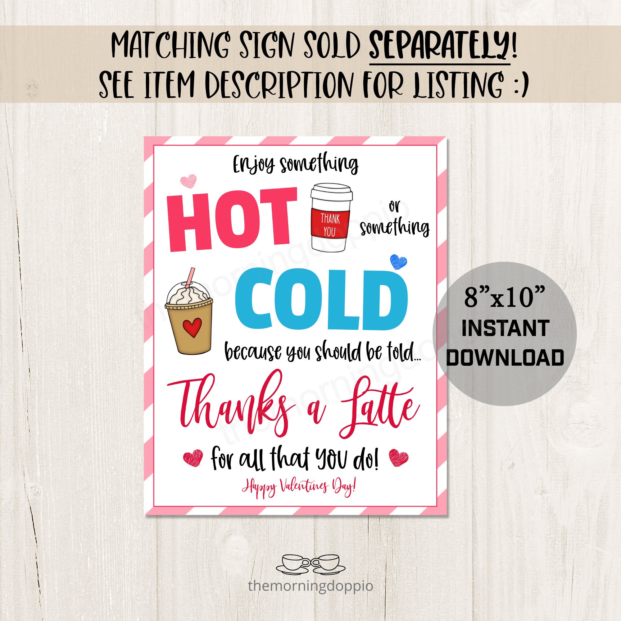 Printable/editable Coffee Thank You Valentines Day Gift Tag | Etsy