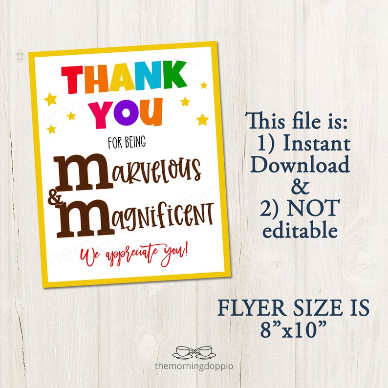 Printable You Are Marvelous and Magnificent Sign Thank You - Etsy