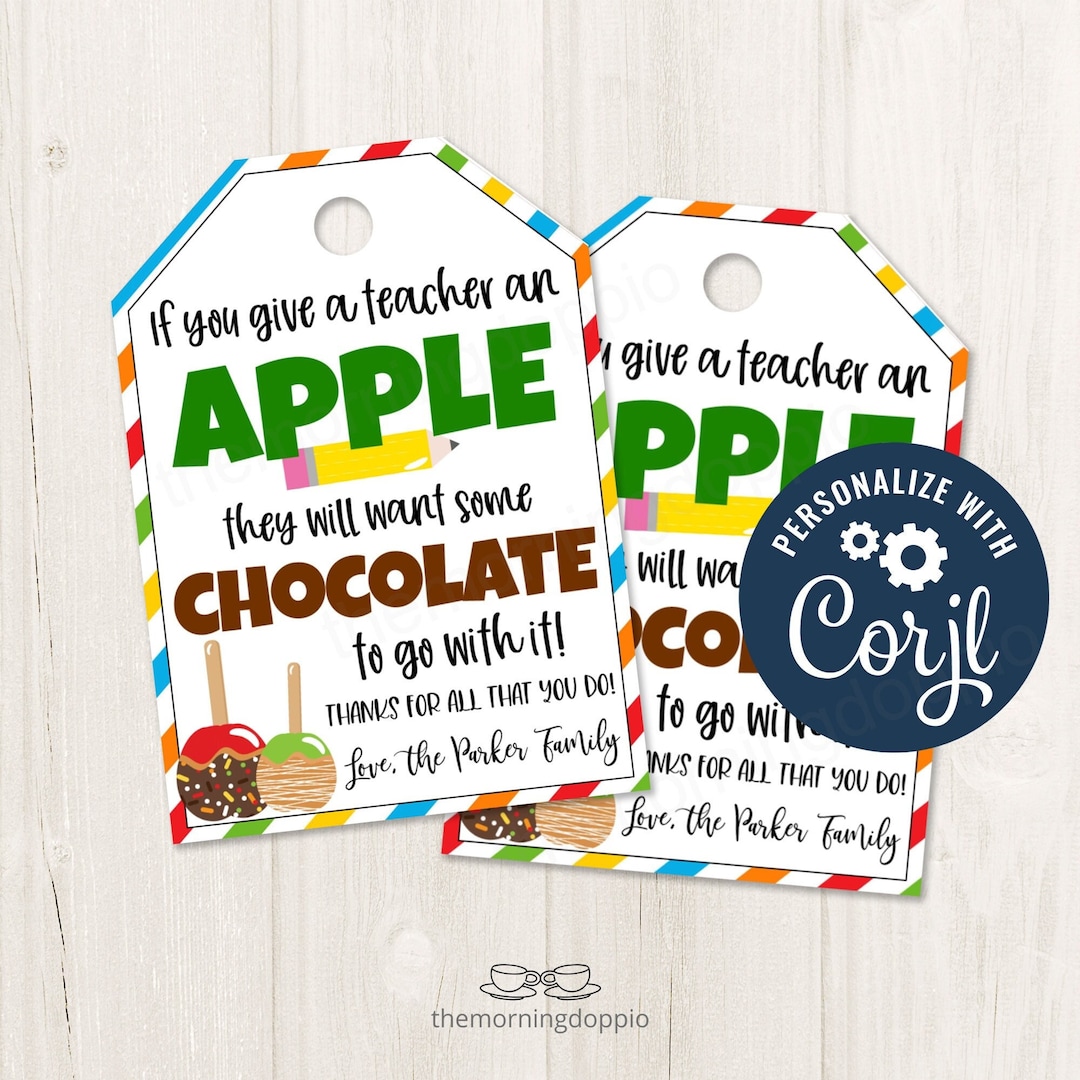 Printable/editable Chocolate Covered Apples Caramel Apple Presents ...