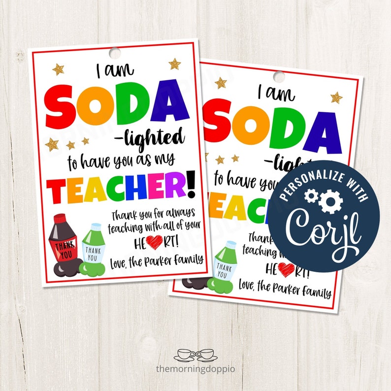 Printable/editable Soda-lighted to Have You as My Teacher - Etsy
