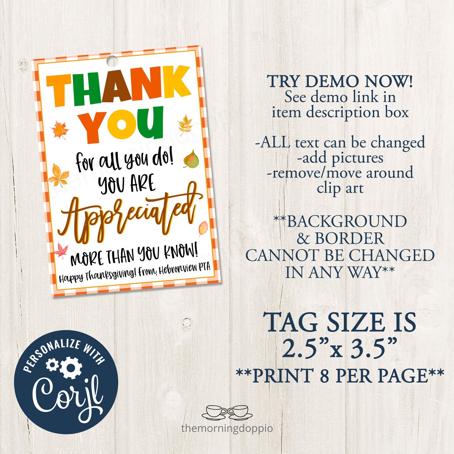 Printable/editable Thank You Appreciation Fall Thanksgiving - Etsy