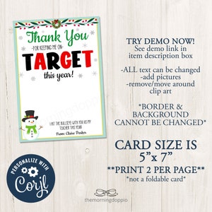 Printable/editable Christmas Holiday Target Gift Card Holder for ...