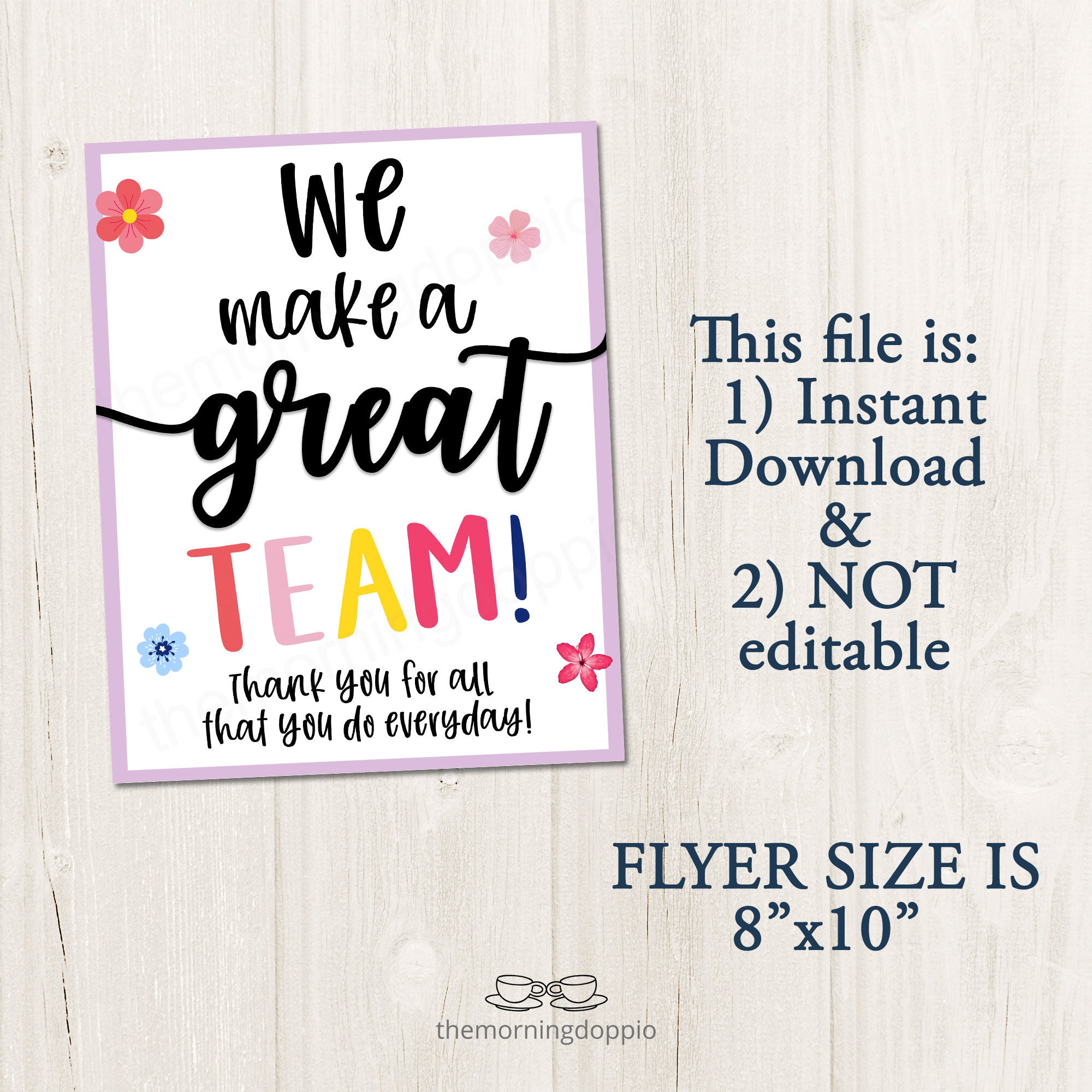 Printable We Make a Great Team Sign Thank You Sign for - Etsy Canada