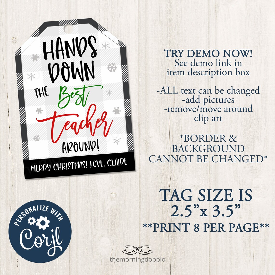 Printable/editable Hands Down You're the Best Teacher | Etsy