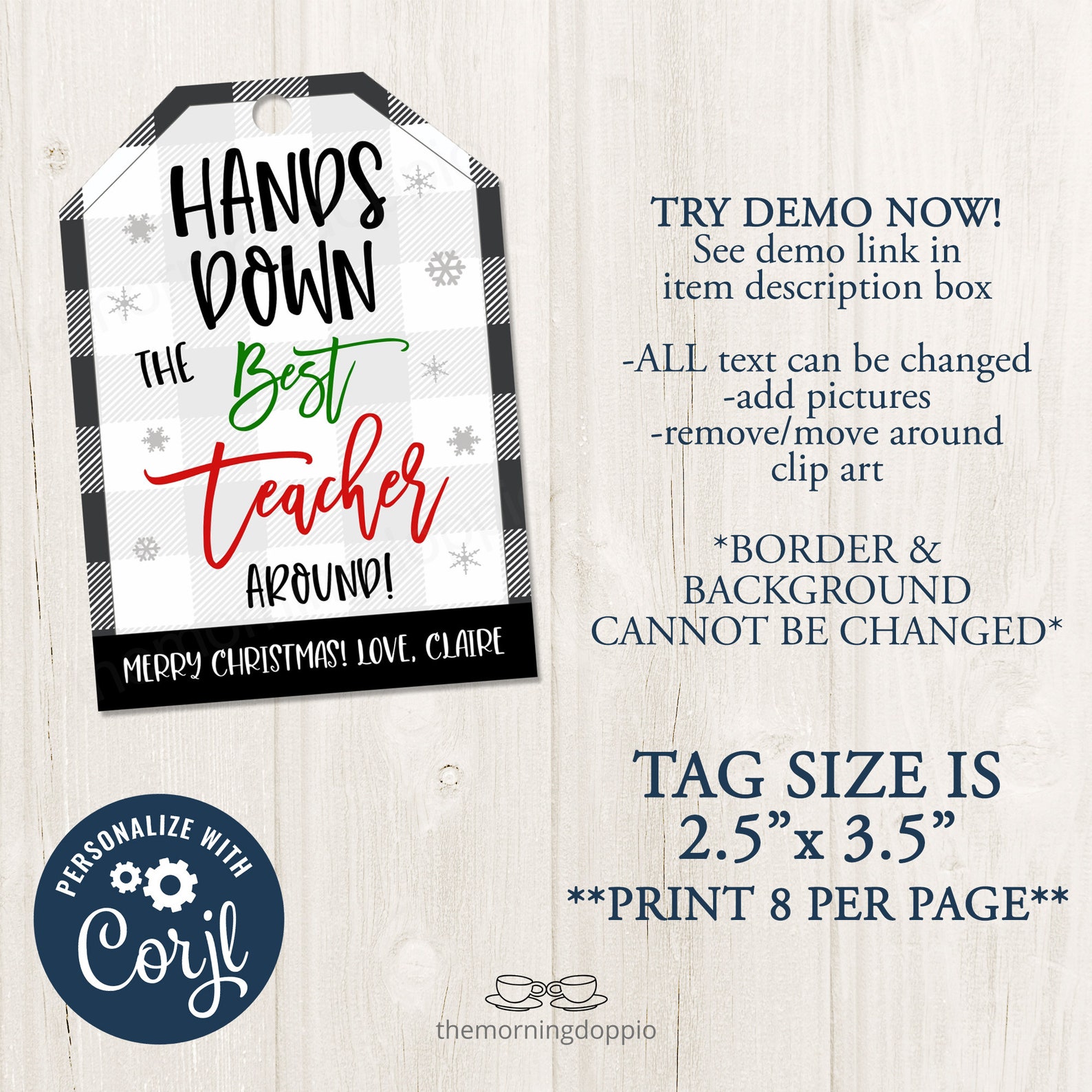 Printable/editable Hands Down You're the Best Teacher | Etsy