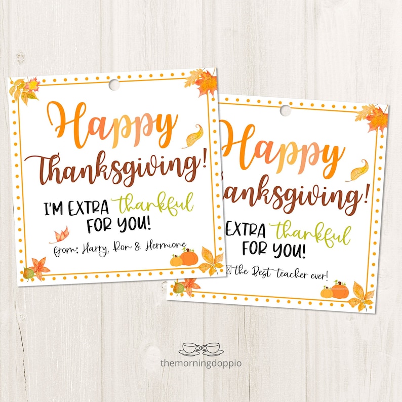 Printable/editable Happy Thanksgiving Gift Tag Thank You Gift - Etsy