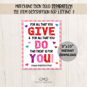 Printable/editable Thank You Appreciation Valentines Day Gift Tag for ...