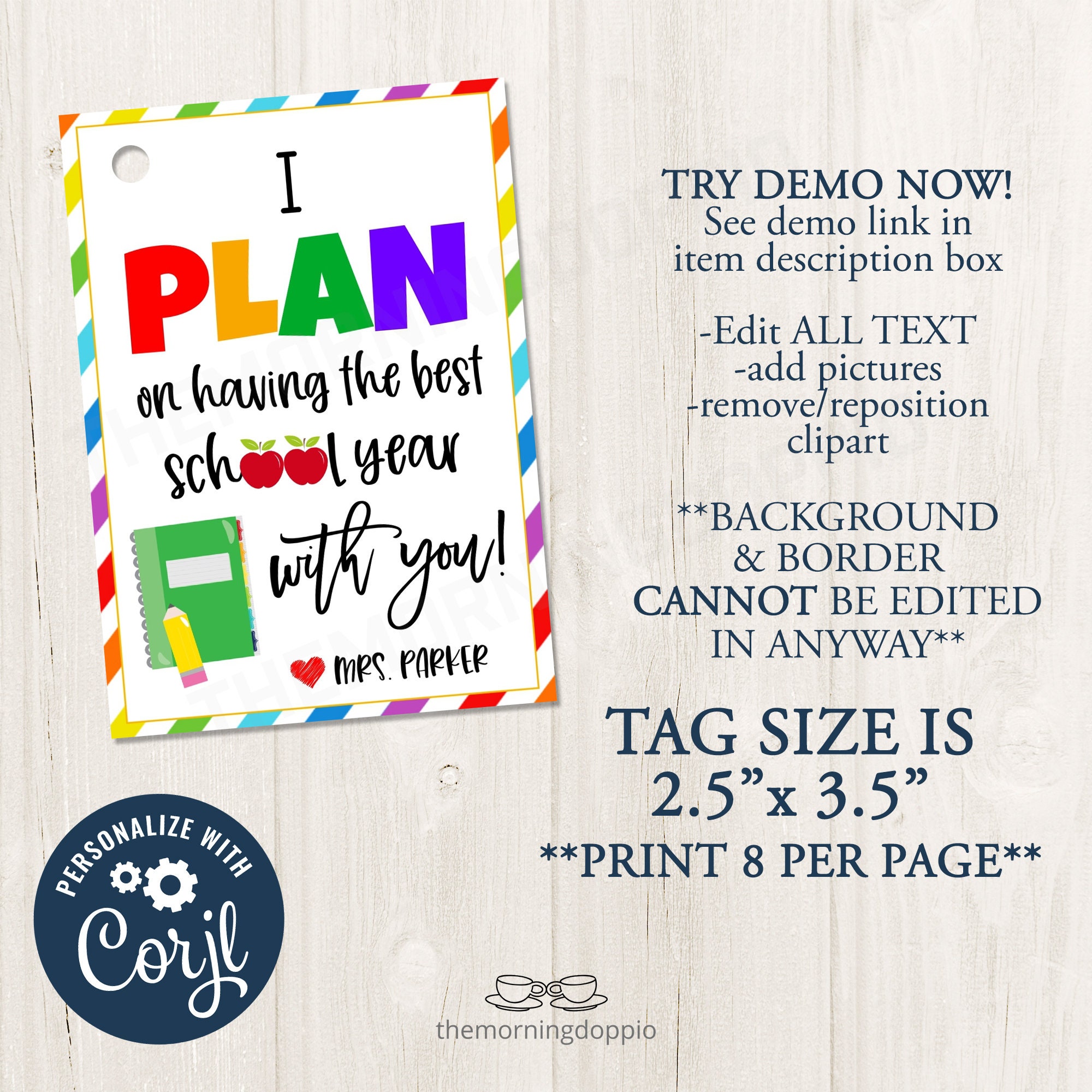Printable/editable Back to School First Day of School Planner - Etsy