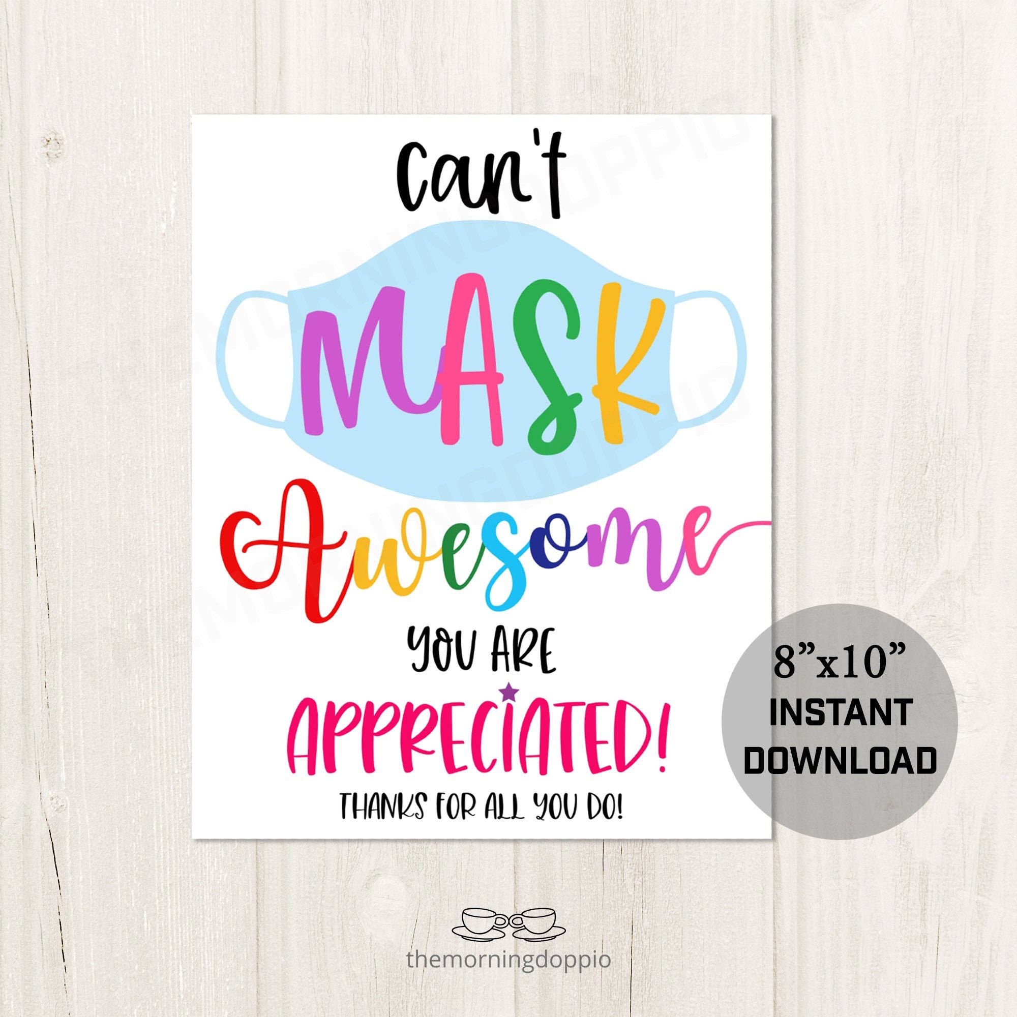Printable Can't Mask Awesome Sign Thank You Sign for - Etsy