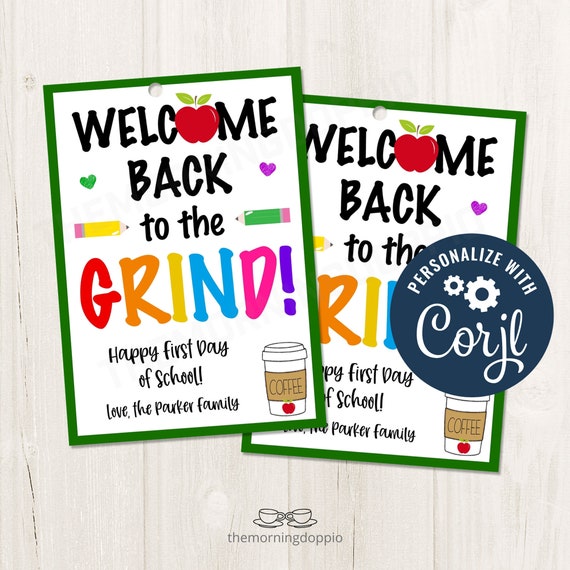 Printable/editable Welcome Back to the Grind Coffee Gift Tag | Etsy