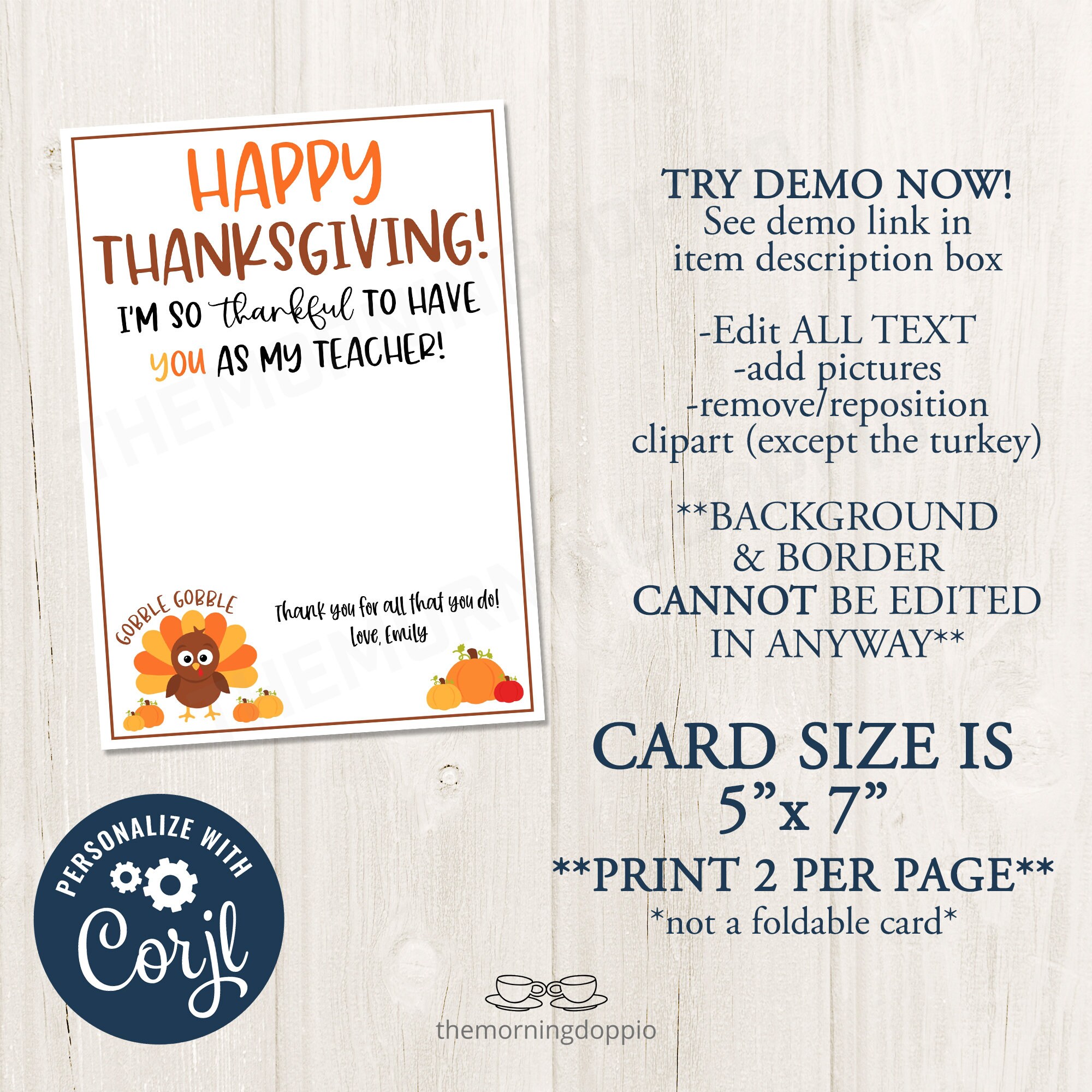 Printable/editable Happy Thanksgiving Gift Card Holder - Etsy