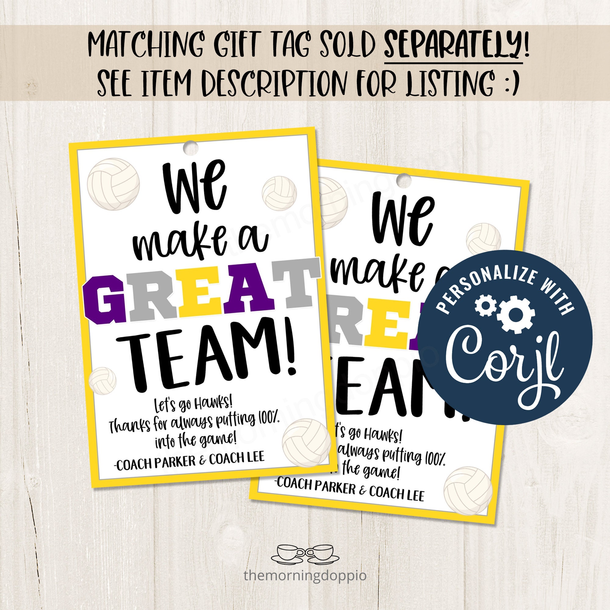 Printable/editable Volleyball Coach End of Season Gift Card | Etsy