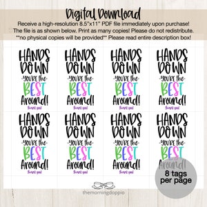 Printable Hand Sanitizer Tag Soap Gift Tag Hands Down - Etsy