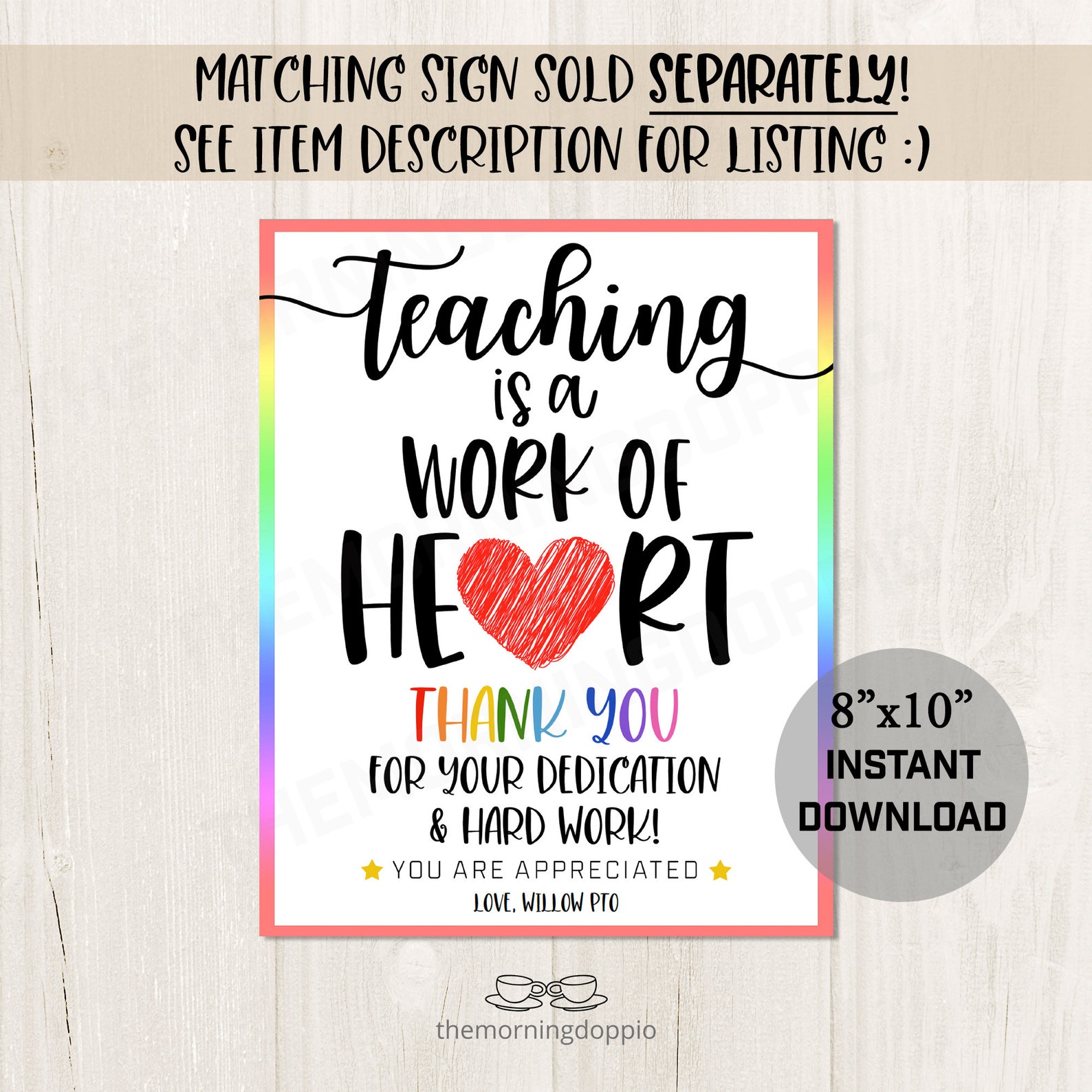 Printable/editable Teaching is a Work of Heart Gift Tag for Teacher ...