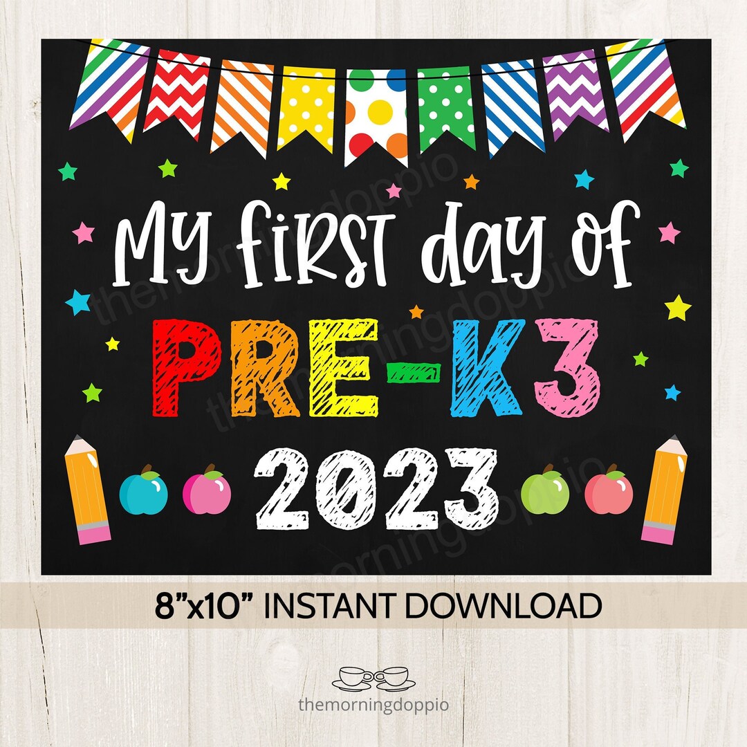 First Day of Pre-k3 Sign Printable Rainbow First Day Sign - Etsy
