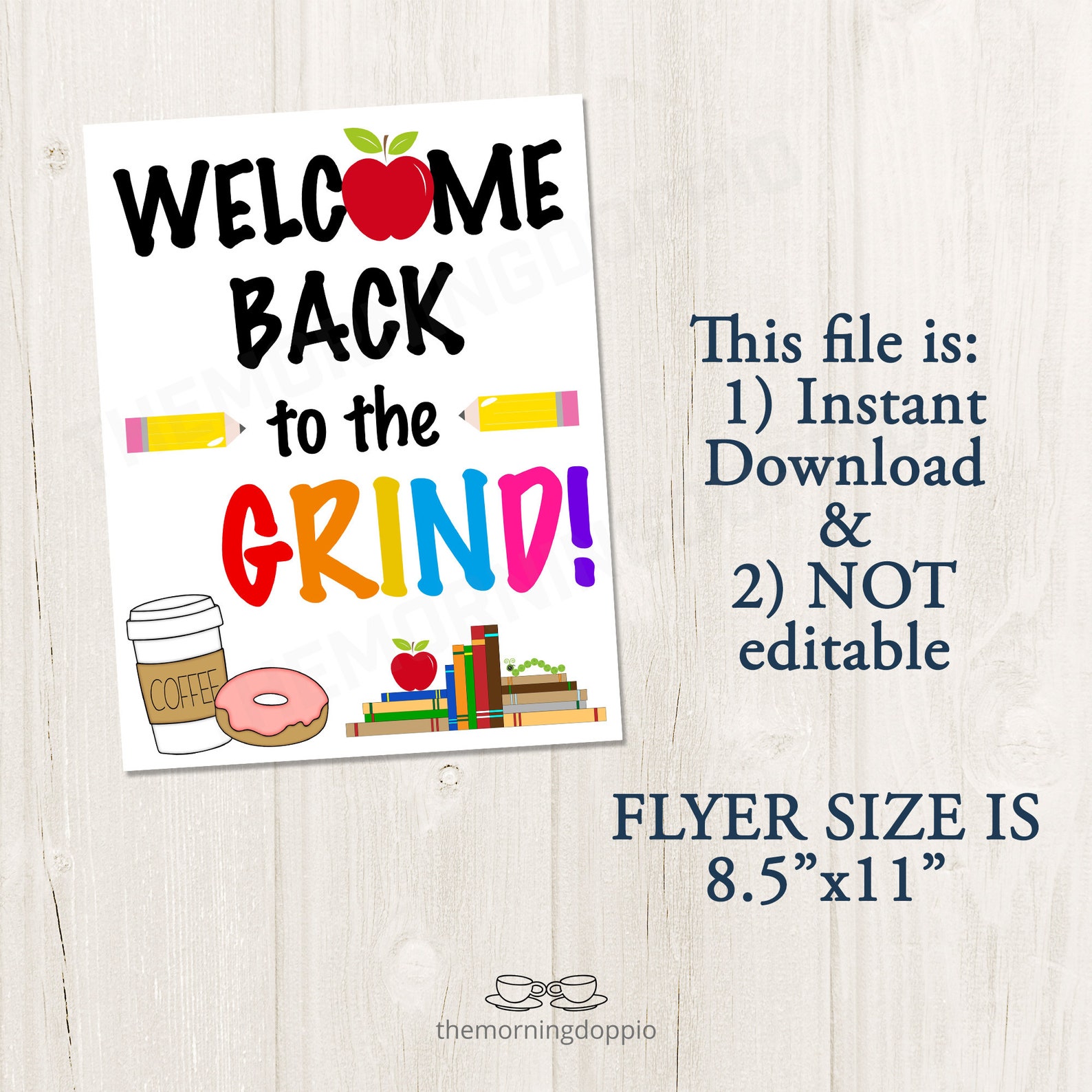 Printable Welcome Back to the Grind Coffee and Donuts Breakfast Table ...