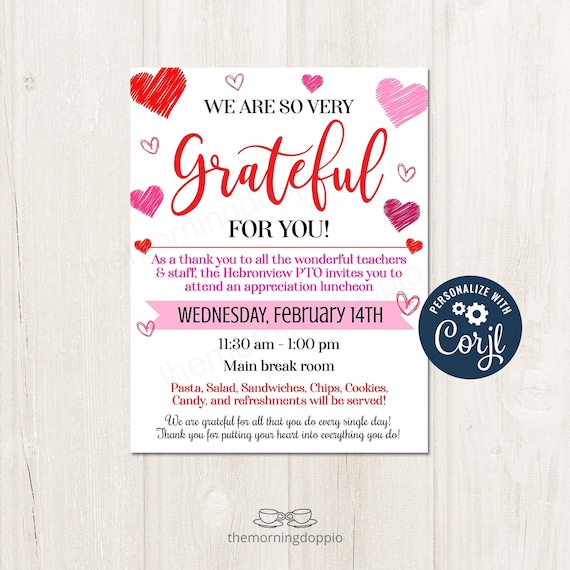 Paper & Party Supplies thank you Staff Printable flyer grateful for all ...